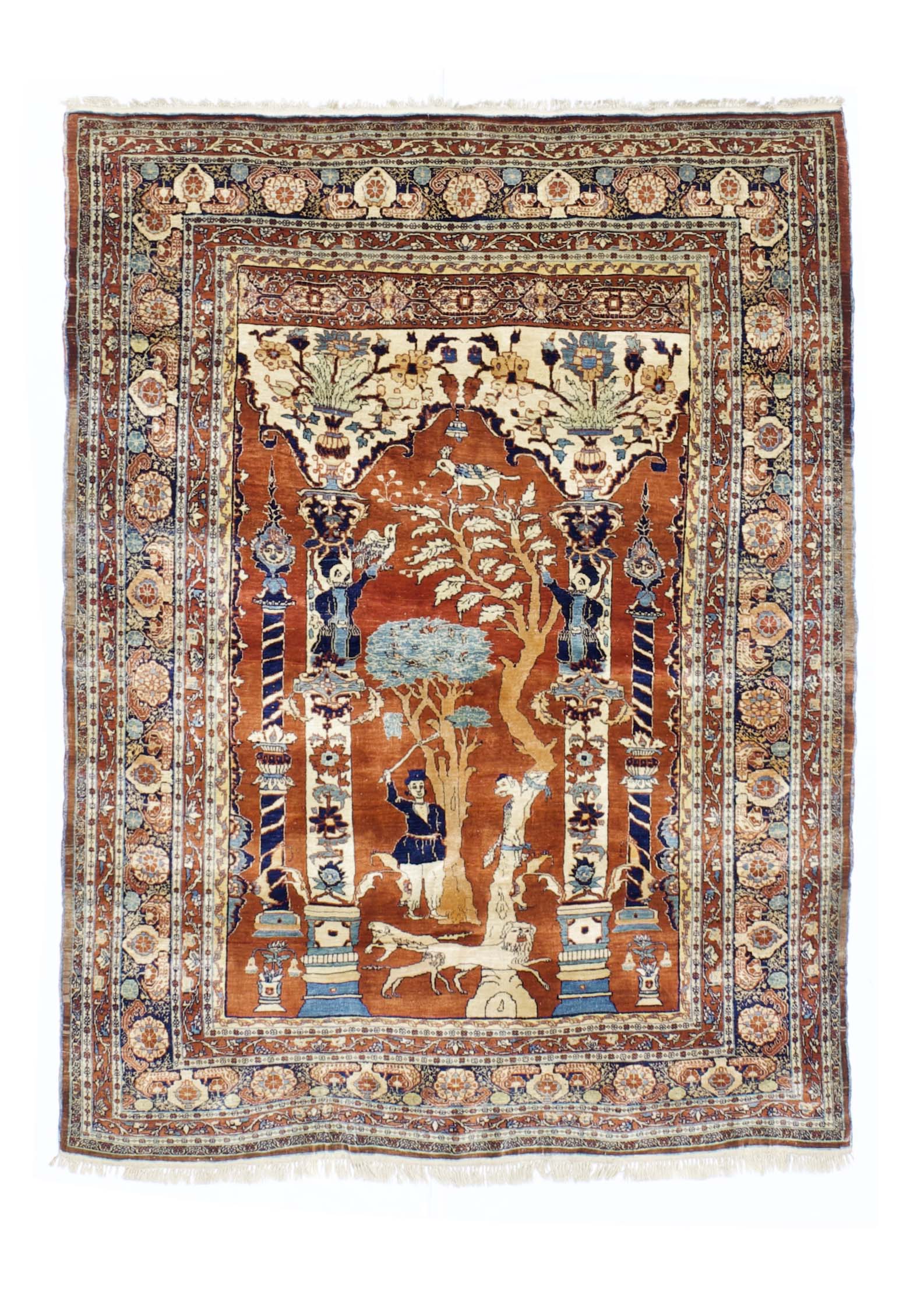 Antique Persian Silk Heriz Rug 4’6” x 6’0" – Victor Gallery