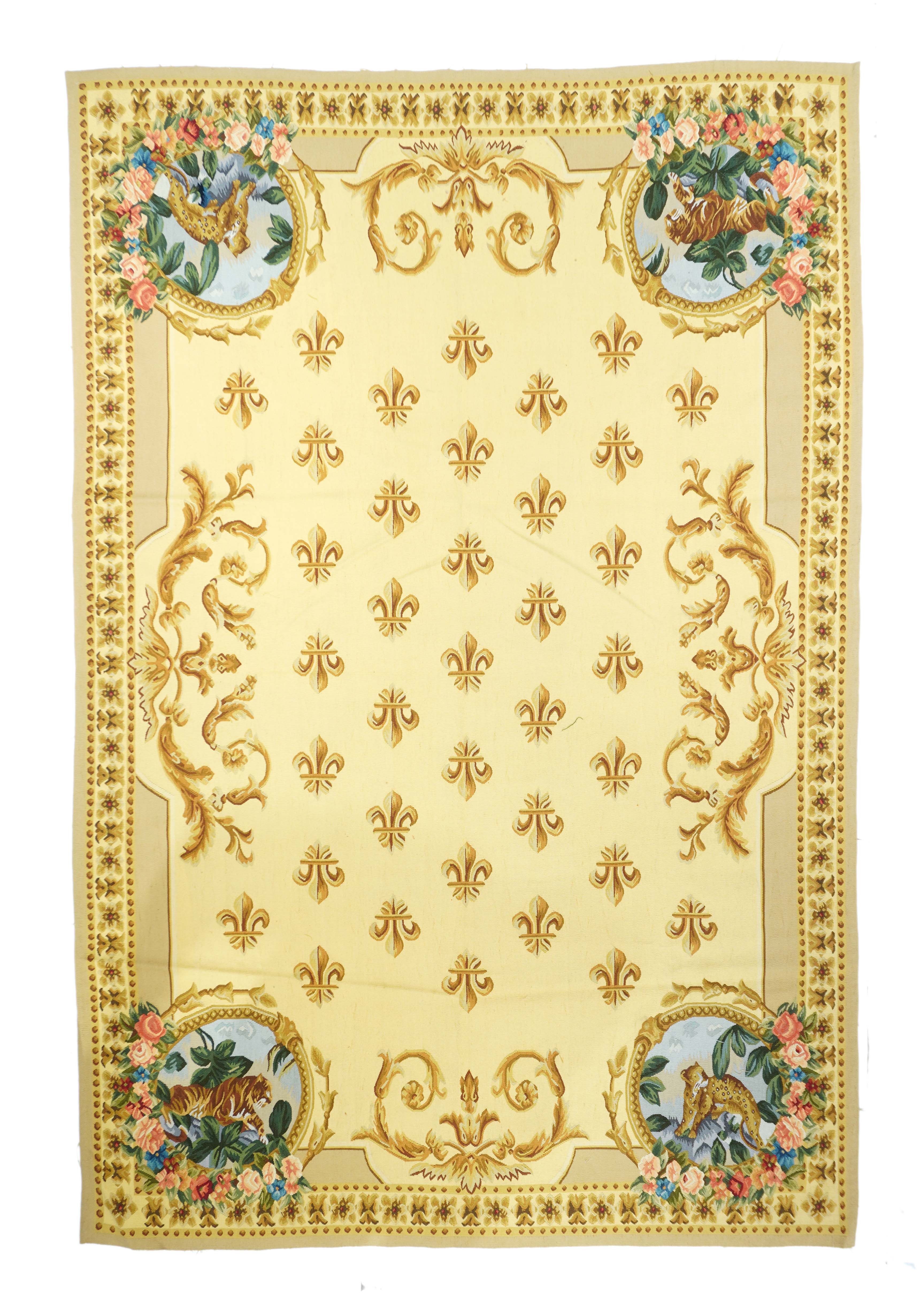 Aubusson Flat Weave Wool Rug 6'0" x 9'0" – Victor Gallery