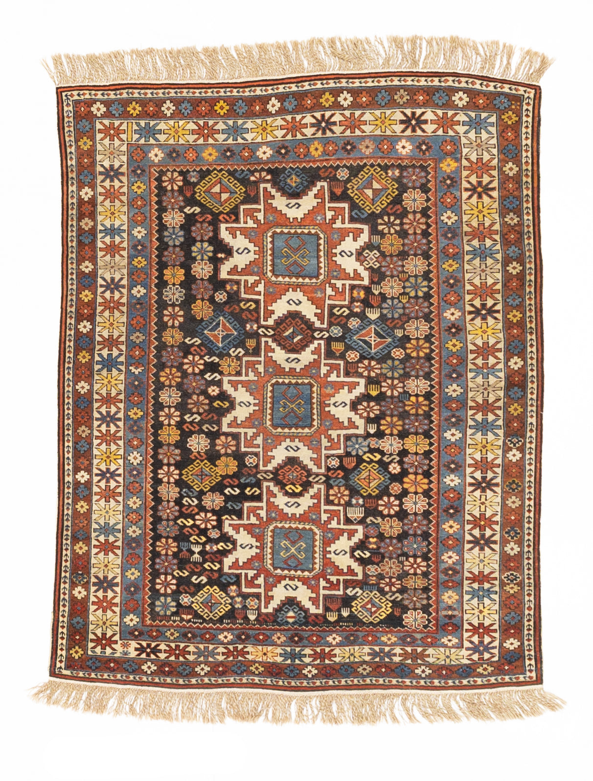 Antique Caucasian Lezgi Rug 3'10" x 4’11" – Victor Gallery